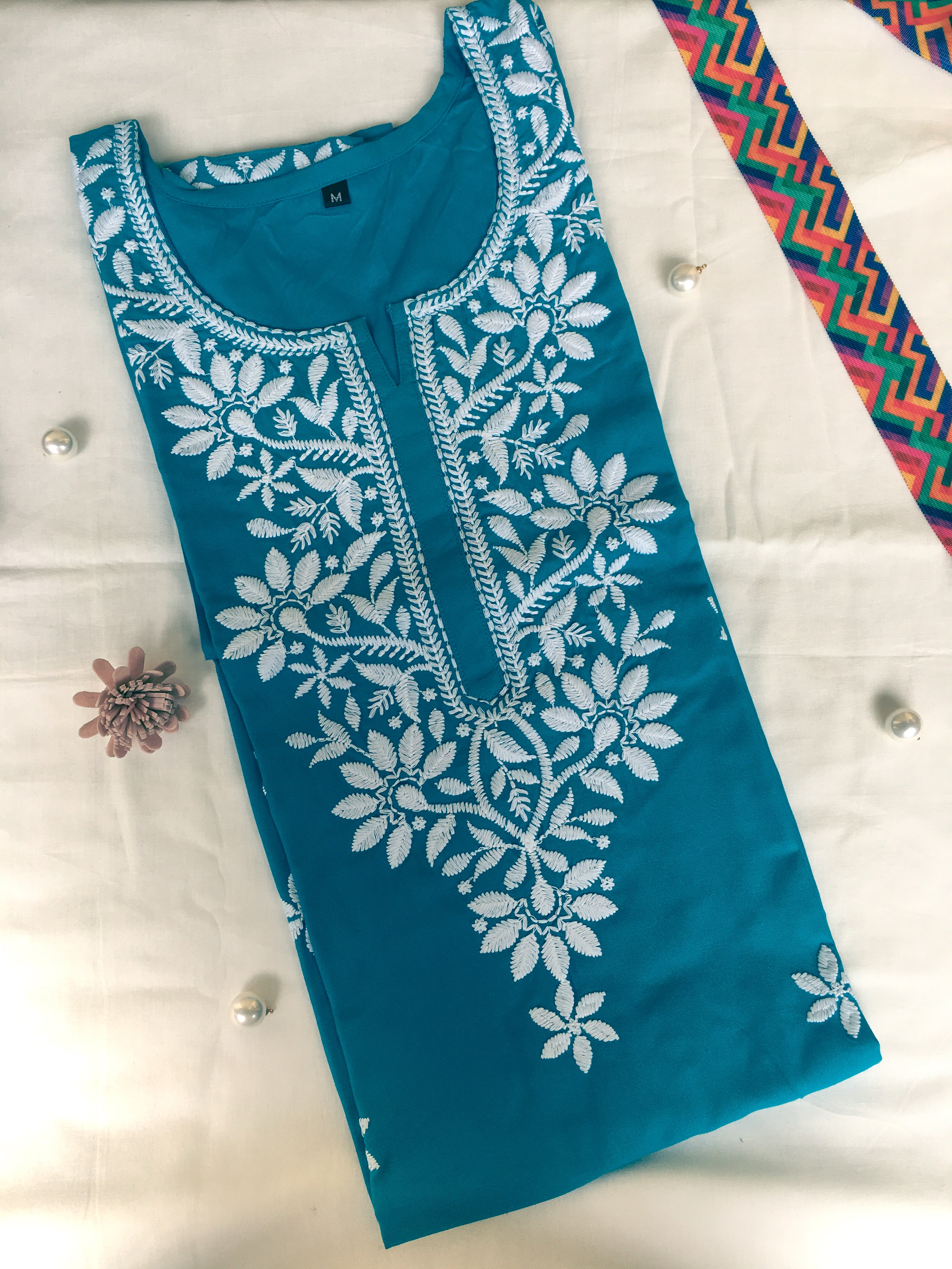 Firozi - Sunflower Design - Embroidery Kurti - Soft Rayon – Asenne